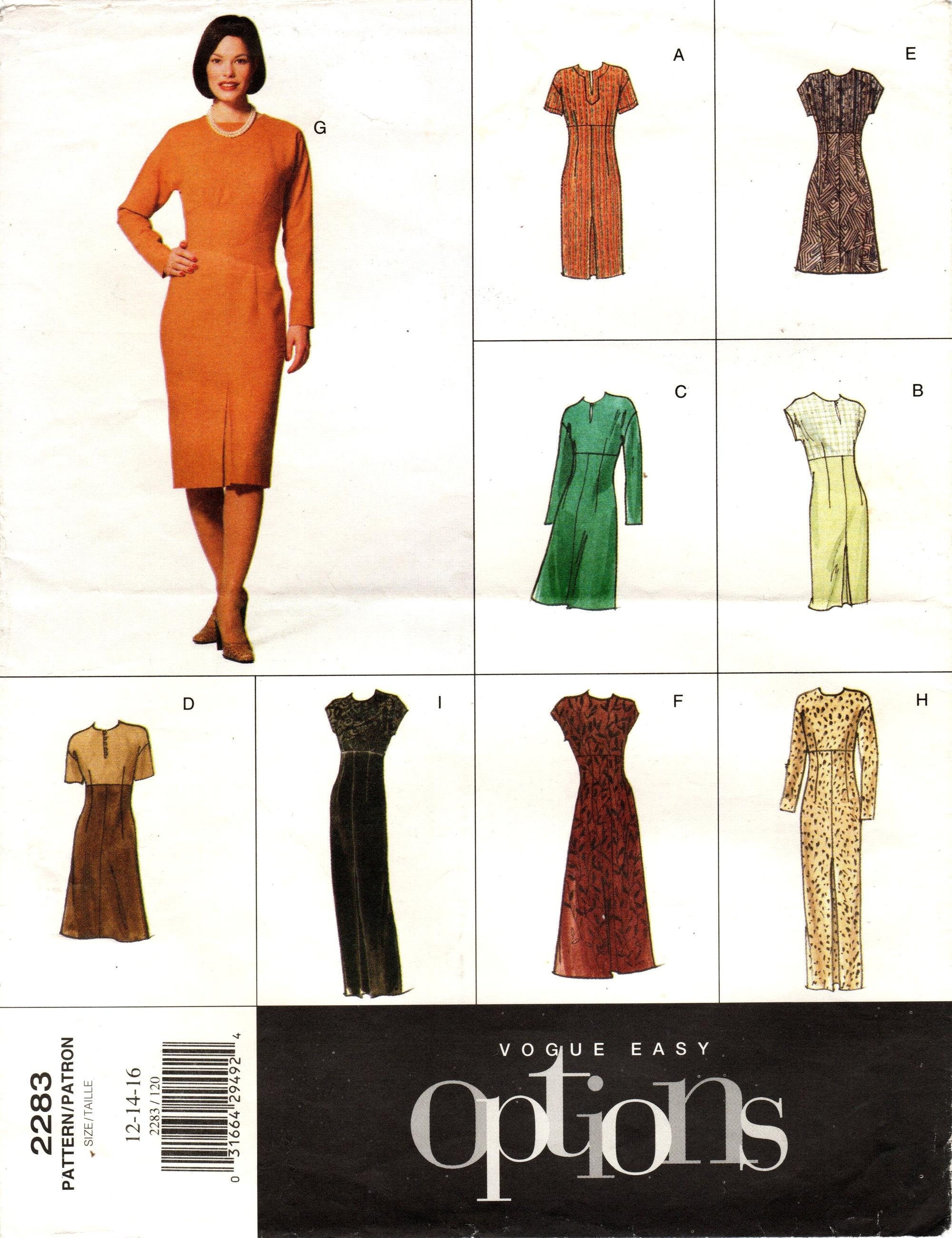 Vogue Sewing Pattern 2283 - Misses' Straight or A-line, Semi-fitted ...