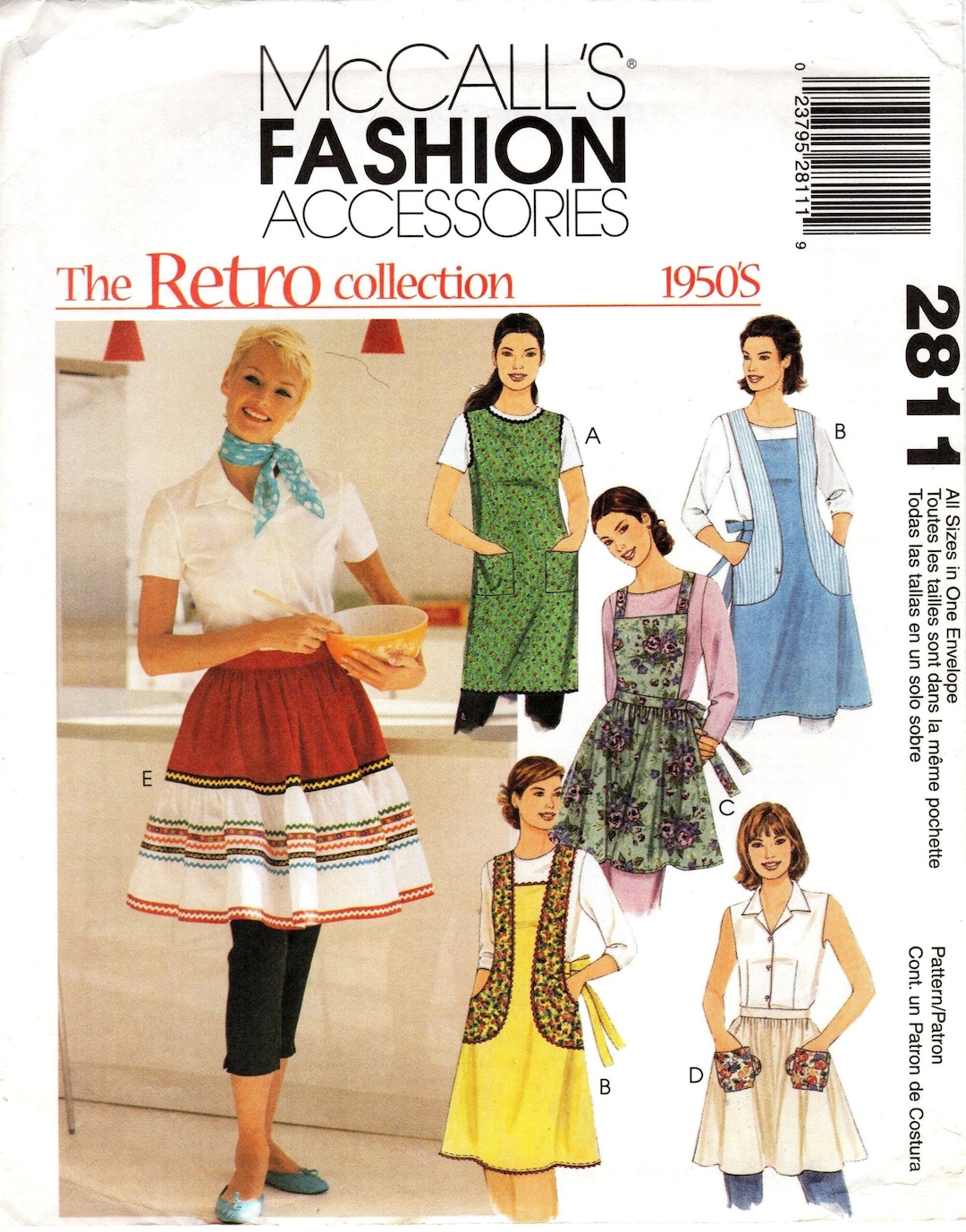 Sz S/M/L/XL - Mccall's Apron Pattern 2811 - Misses' Retro Collection of ...