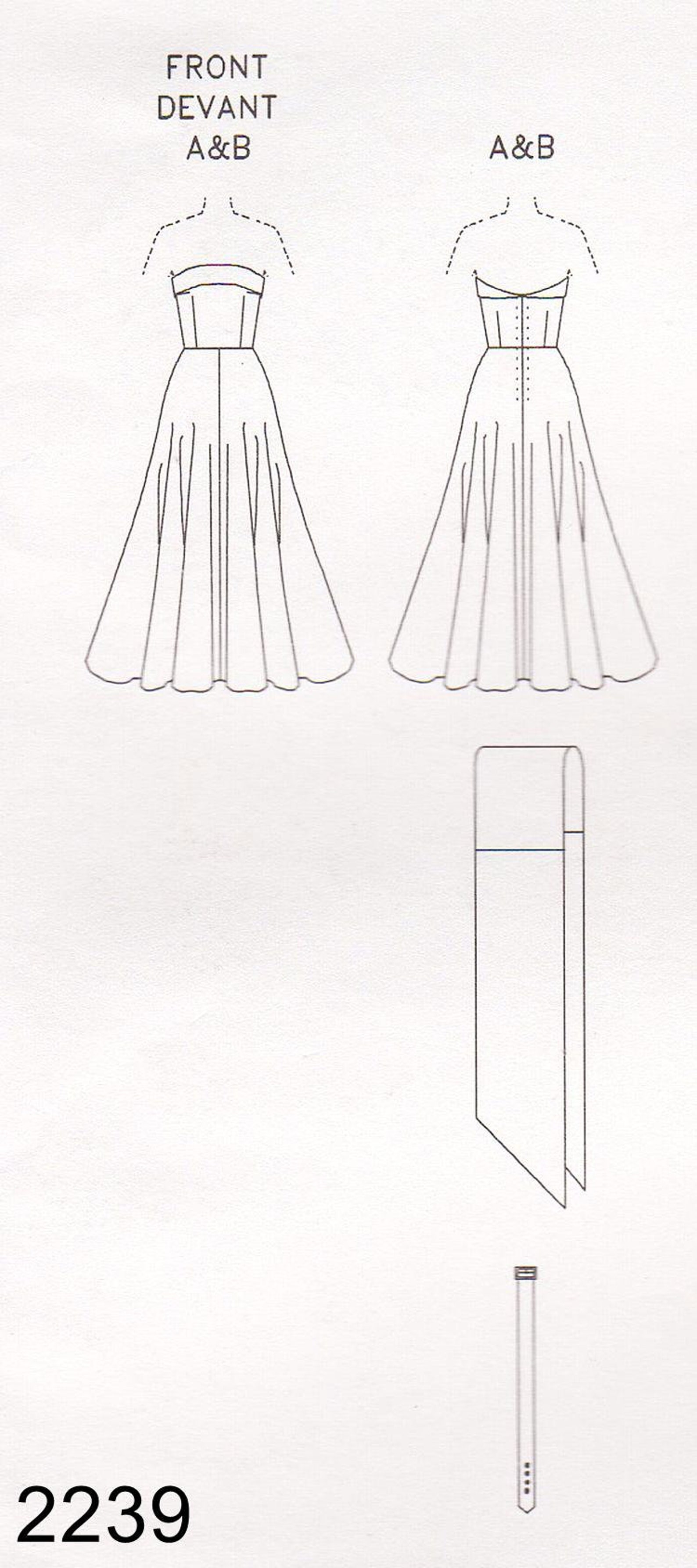 Sz 12 Bust 34 Vogue Vintage Model Pattern 2239 Misses' Strapless ...