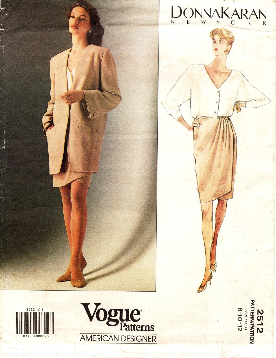 Vogue 2512 Donna Karan Sewing Pattern: Jacket, Top & Skirt, Size 8/10 ...