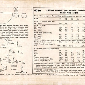Simplicity Sewing Pattern 4310 - Misses' 1950's Playsuit - Shorts, Bra ...