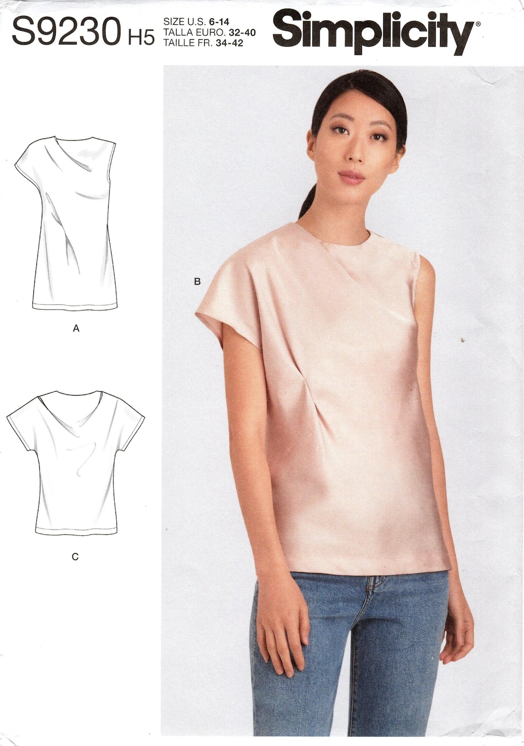 Simplicity S9230 Sewing Pattern: Misses' Asymmetrical Bias Tops - Etsy