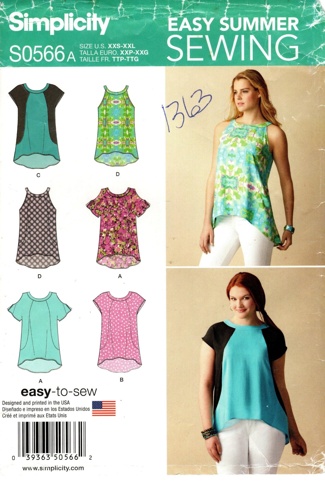 Simplicity Sewing Pattern S0566: Misses' Loose Fitting Tops XXS-XXL - Etsy