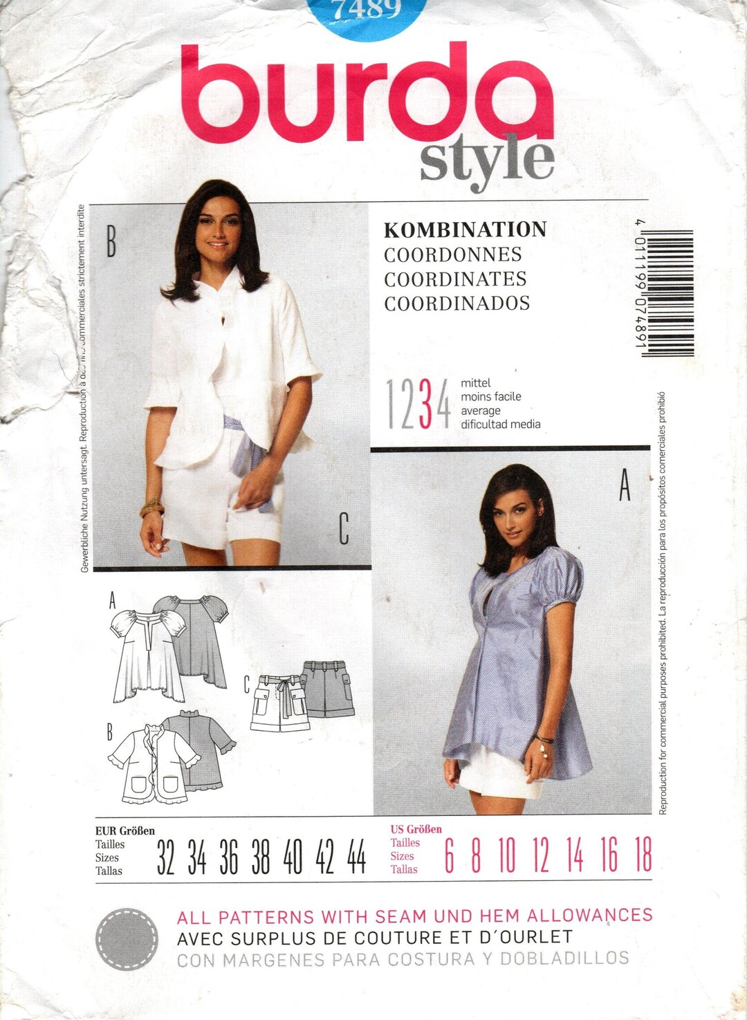 Burda Sewing Pattern 7489 - Misses' Co-ordinates - Ruffle Edge Jacket ...