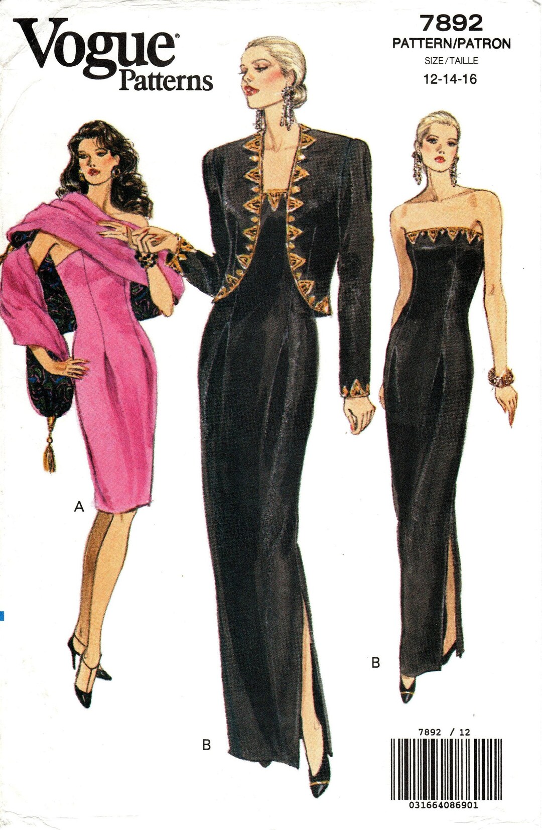 Vogue Pattern 7872 - Misses' Close-fitting, Straight, Lined Strapless ...