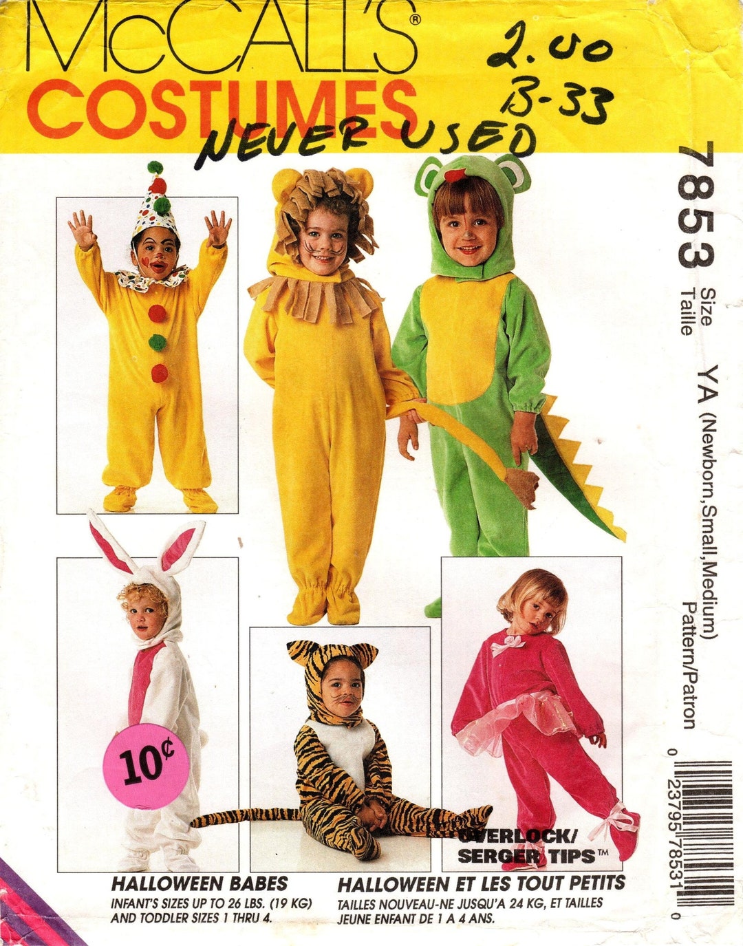 Mccall's Sewing Pattern 7853 - Infant/toddler Costume Patterns - Clown ...