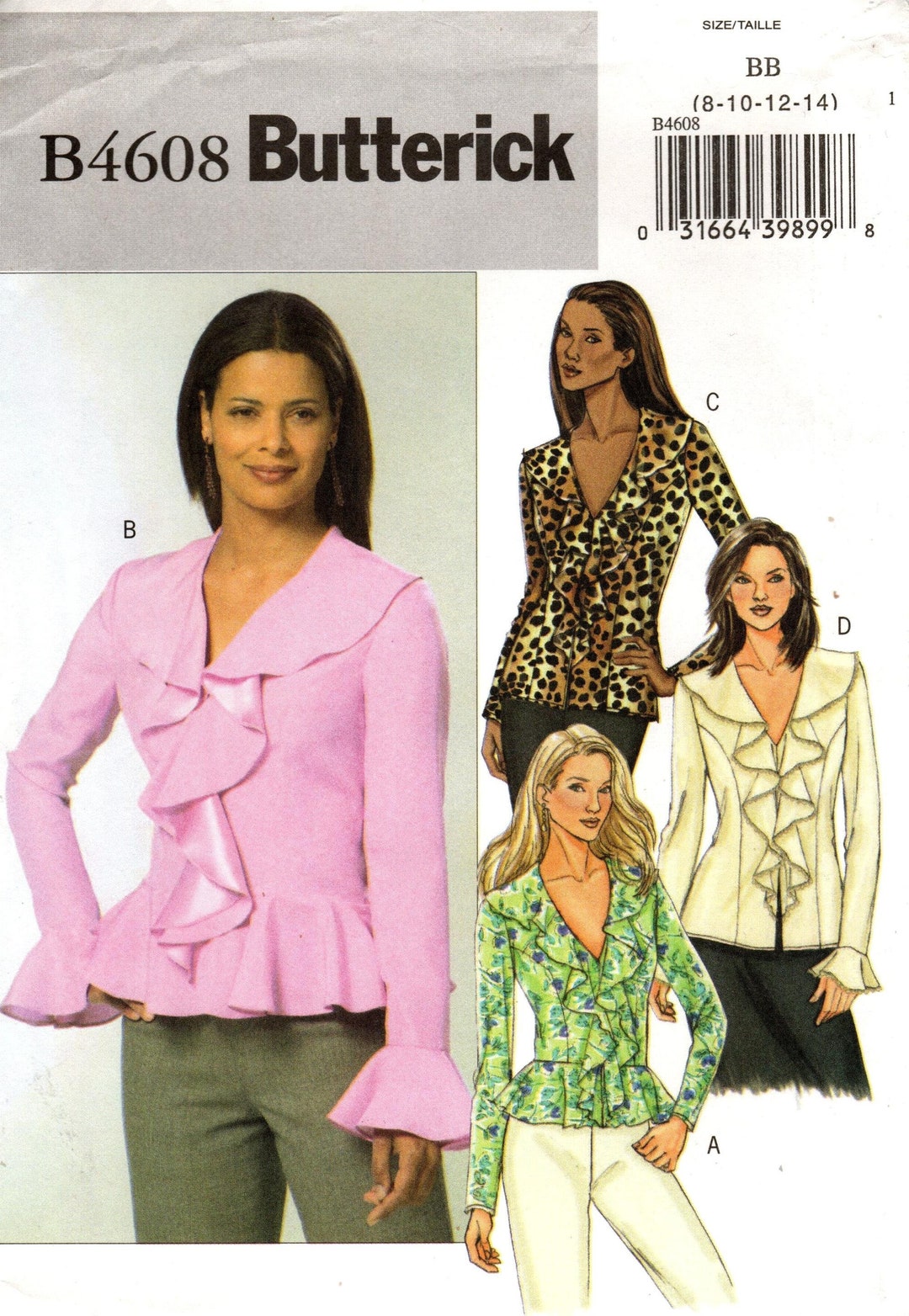 Sz 8/10/12/14 - Butterick Top Pattern B4608 - Misses' Princess Seam, V ...