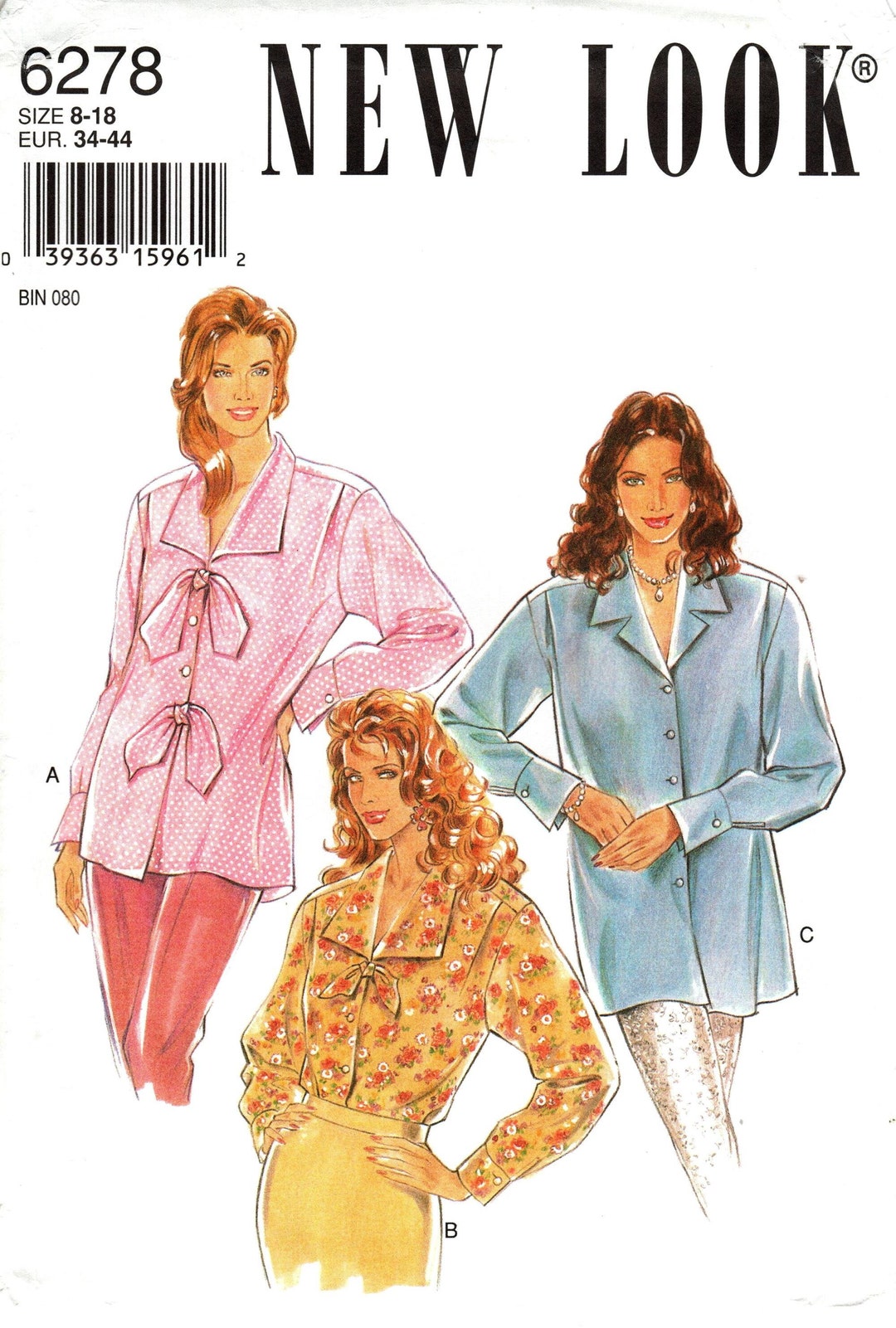 New Look 6278 Sewing Pattern: Misses' V-neck Blouse, Size 8-18 - Etsy