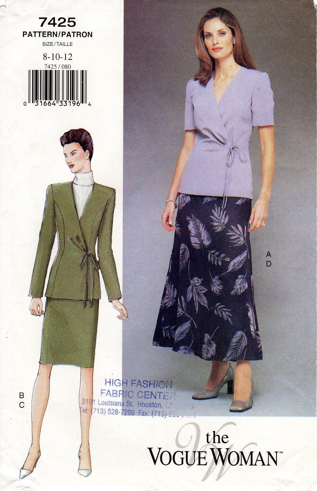 Sz 8/10/12 - Vogue Separates Pattern 7425 - Misses' Wrap Top in Two ...