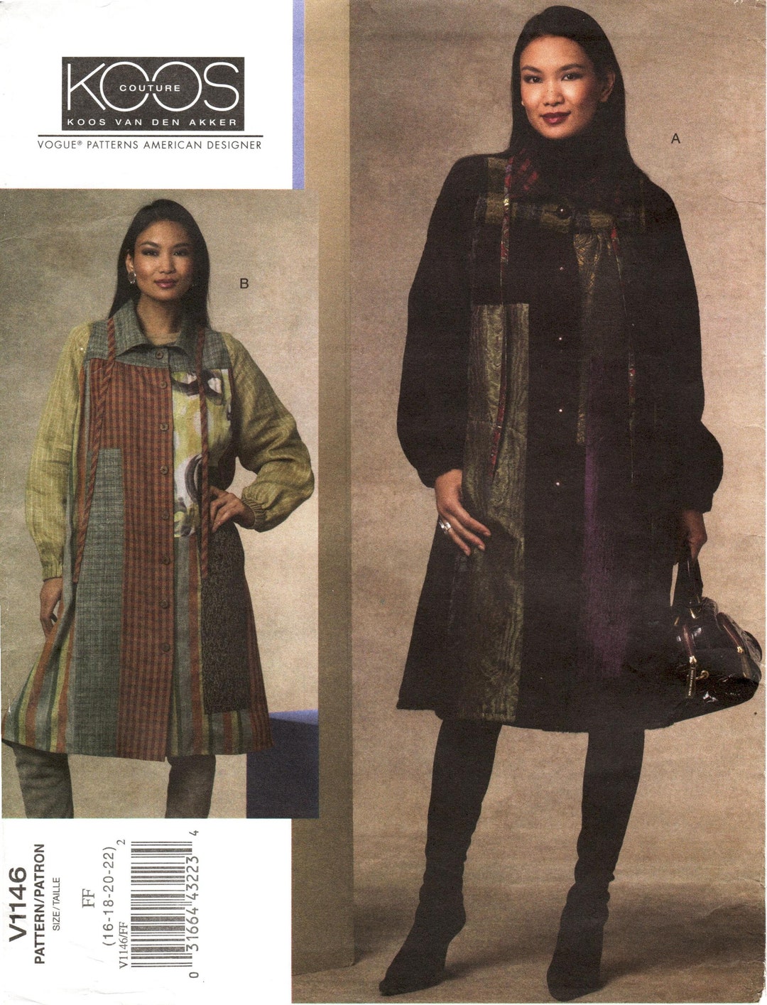 SZ 16/18/20/22 - Vogue Coat Pattern V1146 by KOOS COUTURE - Misses ...
