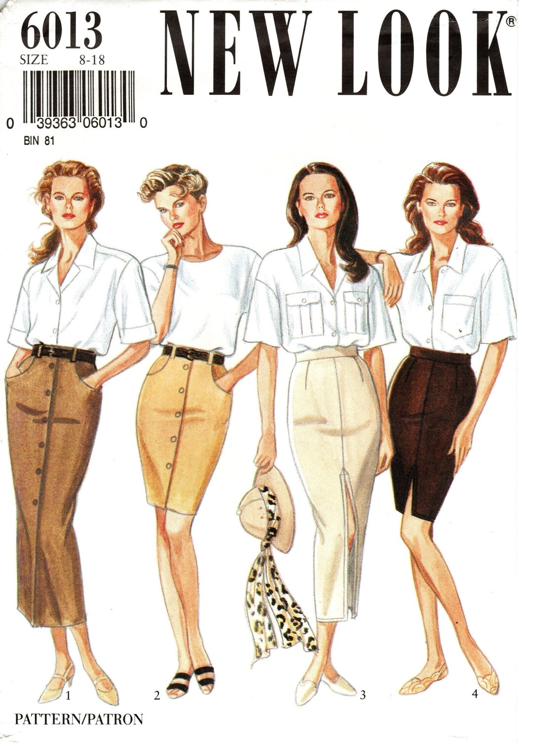 Sz 8 Thru 18 - New Look Skirt Pattern 6013 - Misses' Button Front or ...