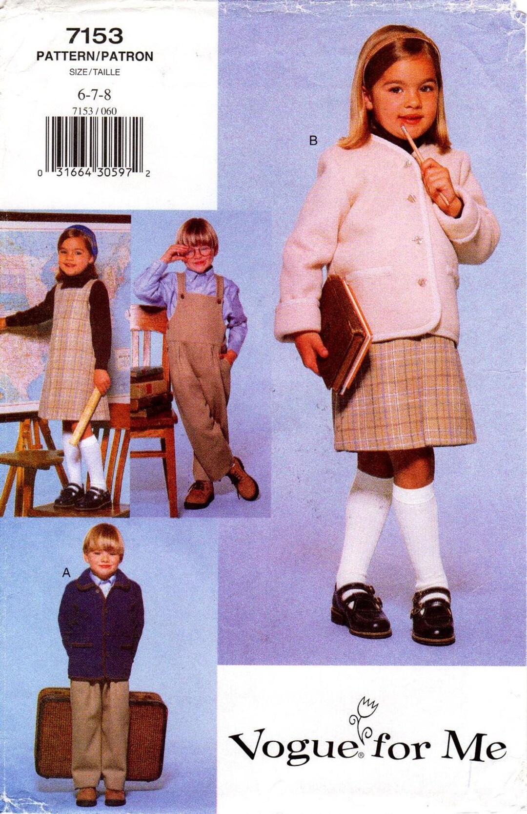 Sz 6/7/8 - Vogue Children's Pattern 7153 - Boy's or Girl's Jackets ...
