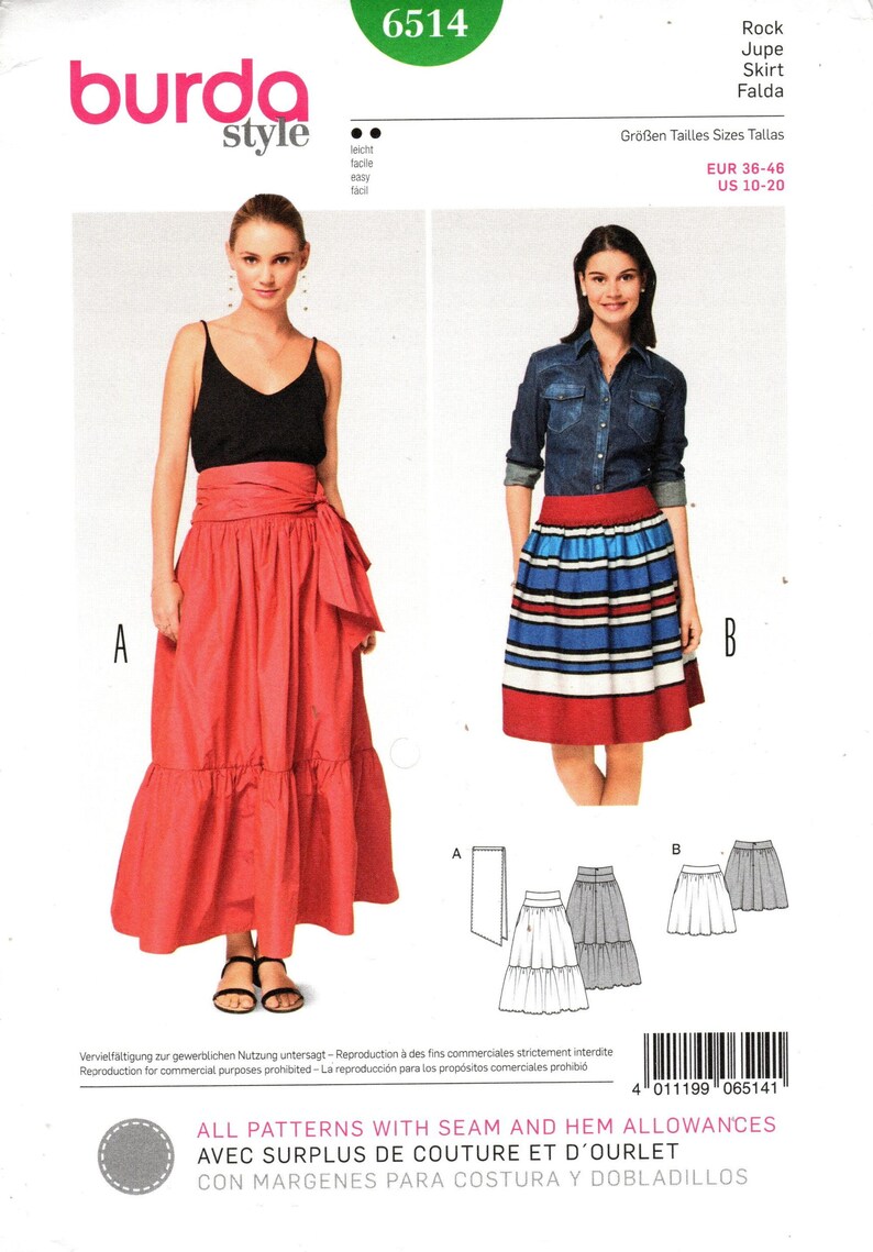 Burda Sewing Pattern 6514 - Misses' Gathered to Waist, Flared/tiered ...
