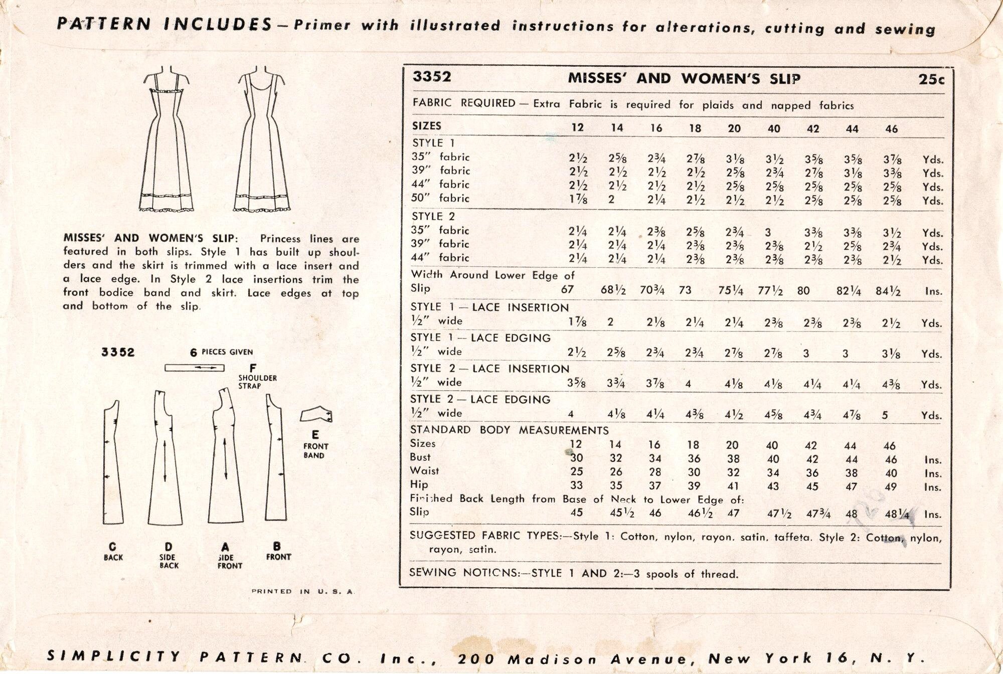 Simplicity Sewing Pattern 3352 Misses' & Women's Princess Seam Full ...