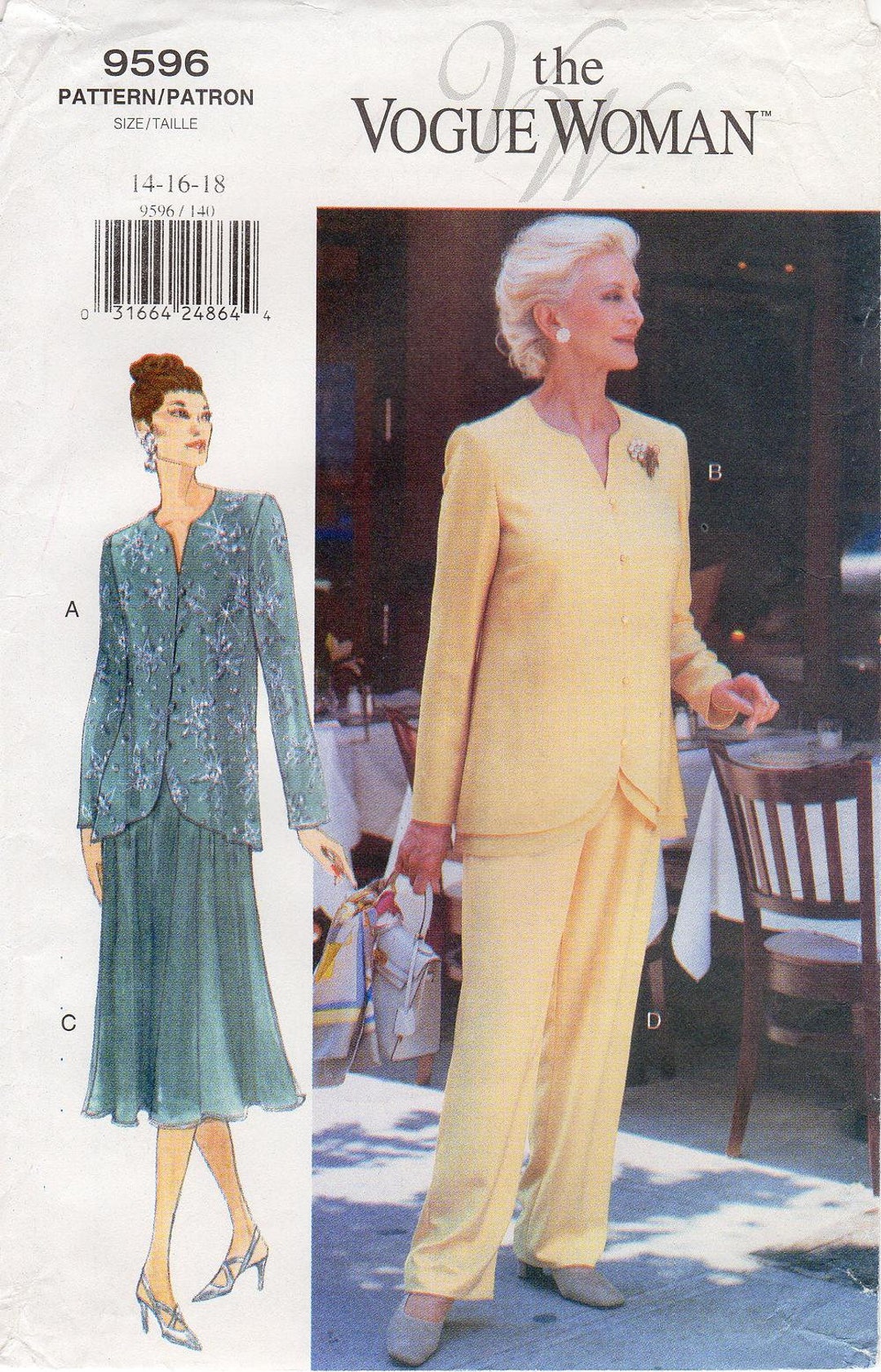 Vogue Sewing Pattern 9596 - Misses' Two Piece Dress or Pantsuit ...