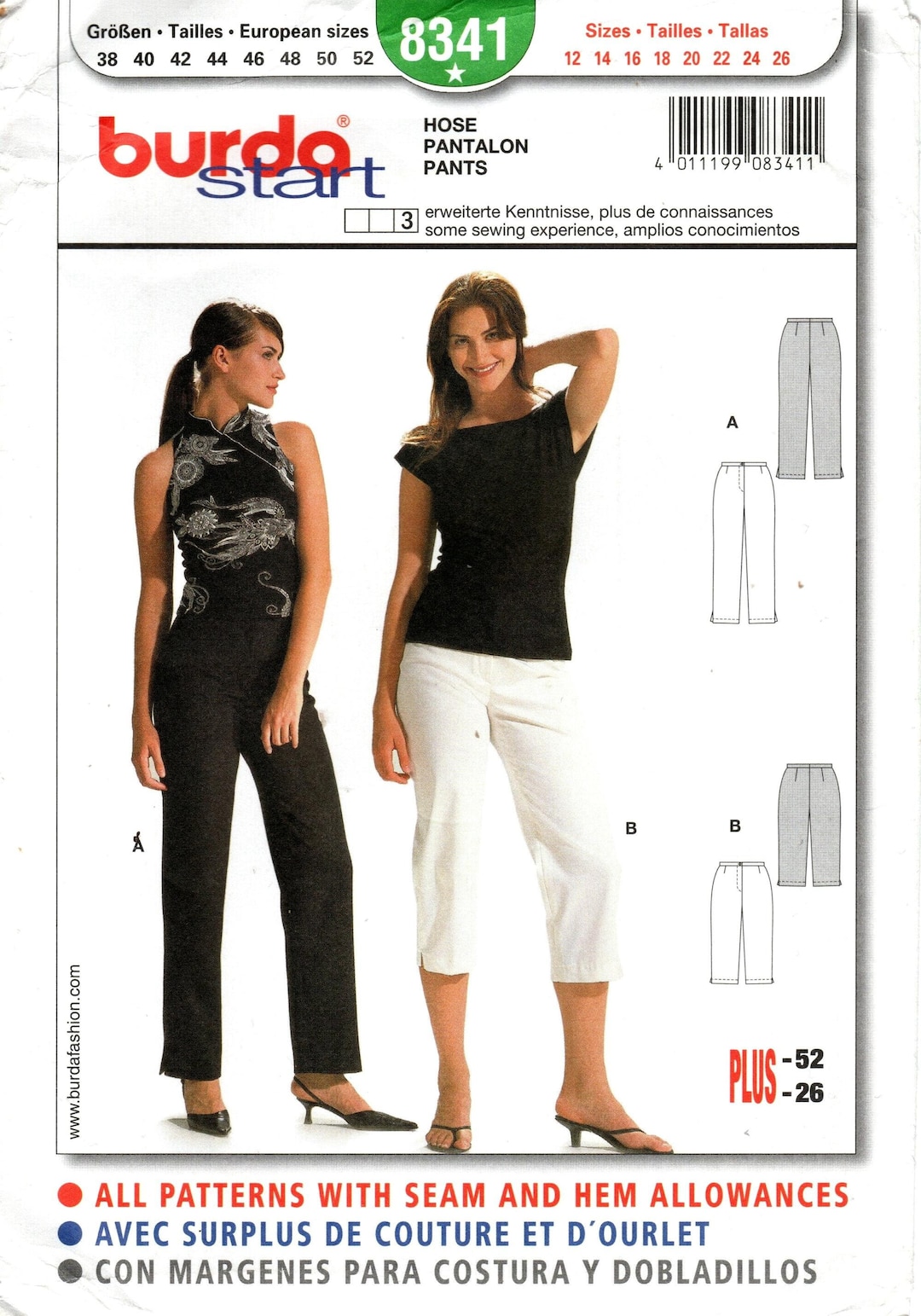 Burda Sewing Pattern 8341 - Misses' Pants - Close-fitting, Fly Front ...