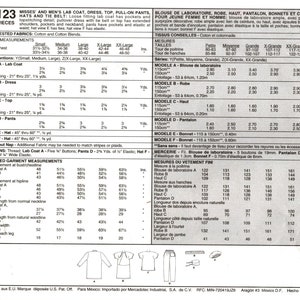Mccall's 9123 Scrubs Sewing Pattern: Lab Coat, Top, Pants, Hats - Size ...