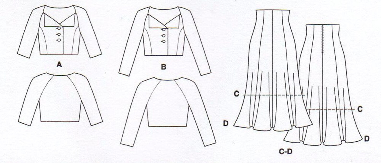 Sz 6/8/10/12/14 Vogue Separates Pattern V9013 Misses' Raglan Sleeve ...