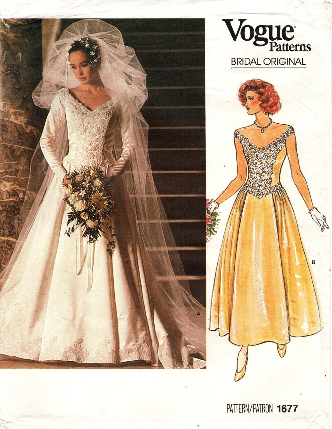 Vtg 80s Vogue Sewing Pattern 1677 - Misses' Princess Seam, Wide V-neck ...