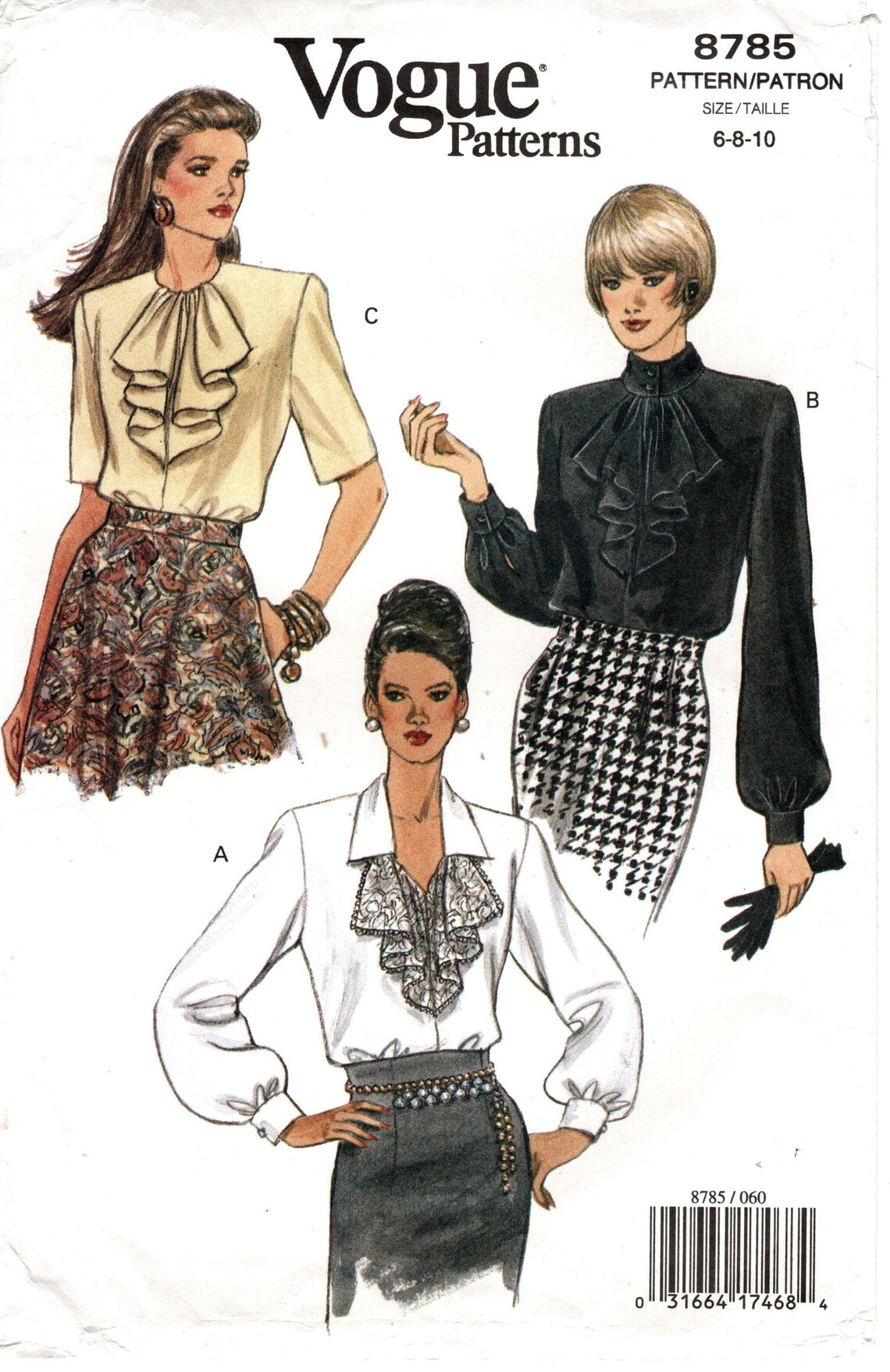 Vogue 8785 Sewing Pattern: Misses' Ruffle Blouse, Size 6/8/10 - Etsy