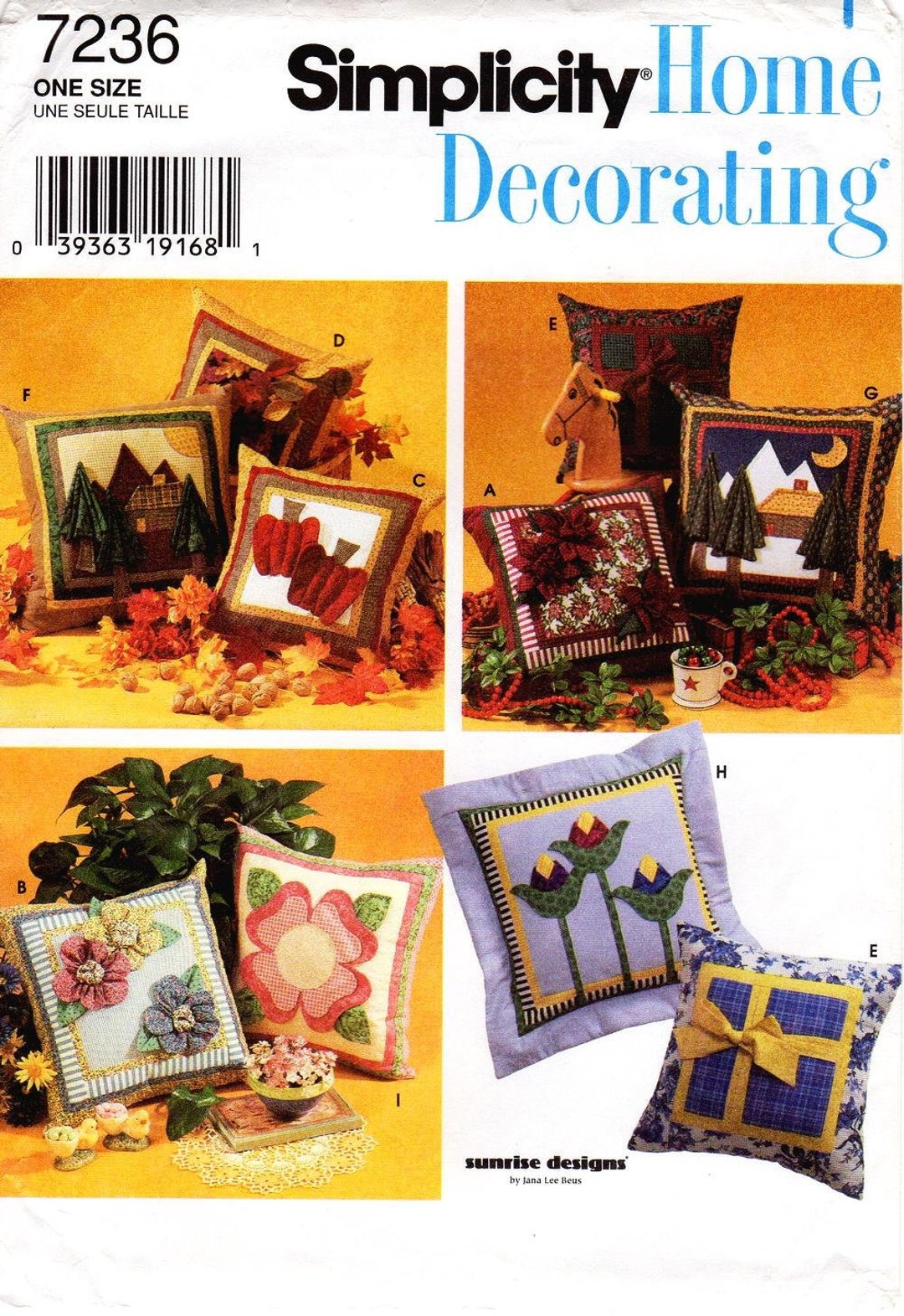 Simplicity Sewing Pattern 7236 - Pillow Package - Decorative, Envelope ...