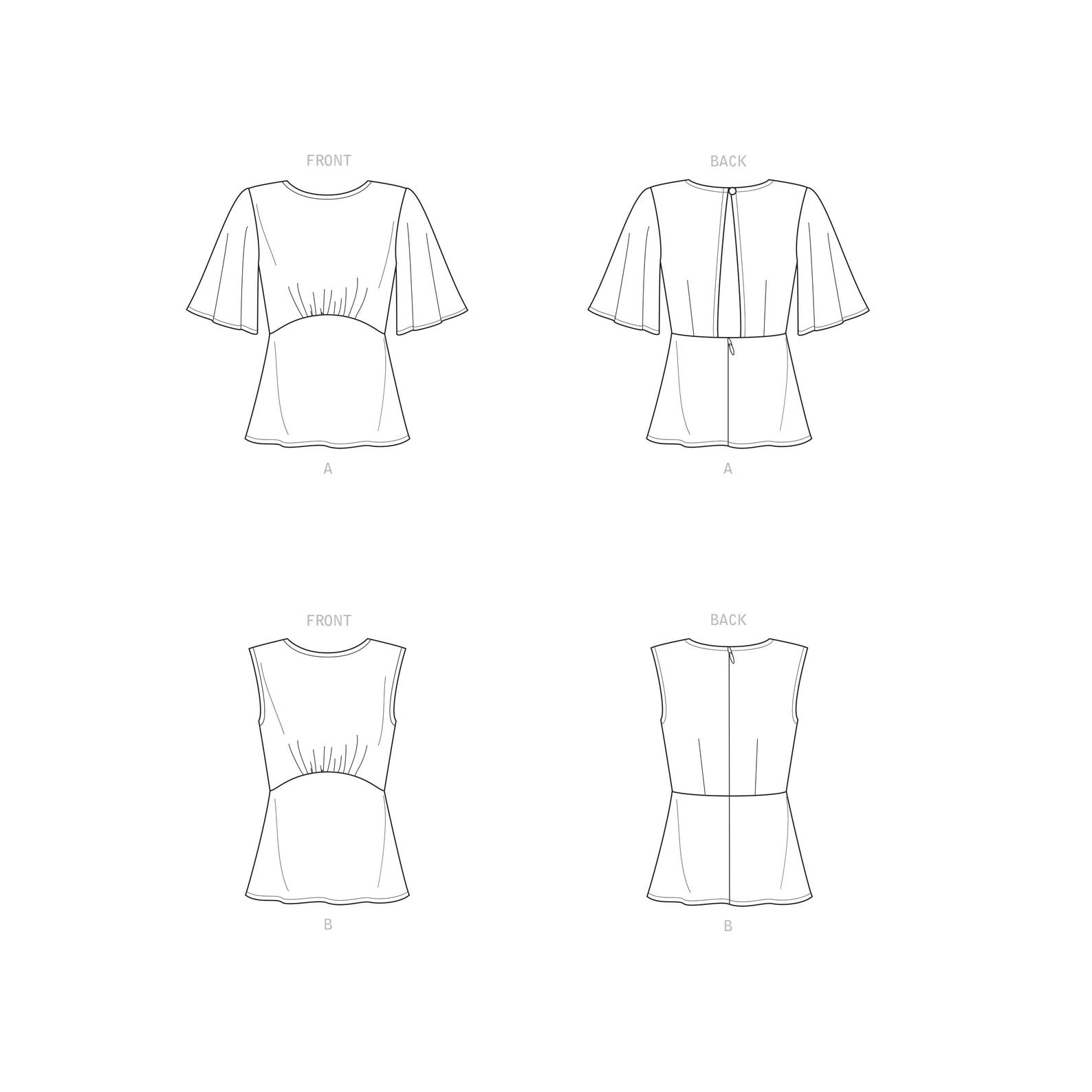 New Look N6656 Misses' Top Sewing Pattern: Flared Sleeve, High Waist ...
