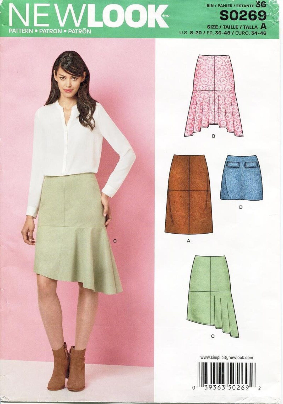 New Look Sewing Pattern S0269/6418 - Misses' Fitted Thru Hip Skirts ...