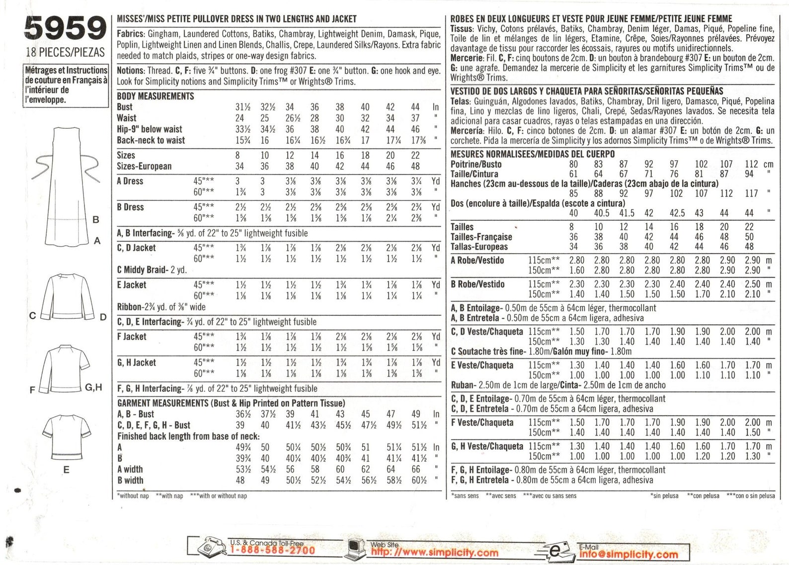 Sz 8 Thru 14 Simplicity Pattern 5959 Misses' Pullover - Etsy