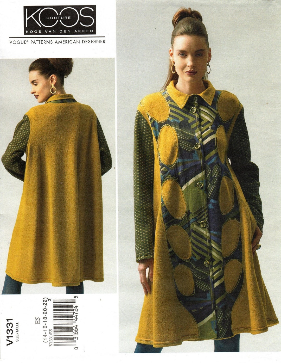 Vogue Designer Coat Pattern: Koos Couture V1331, Misses' Unlined Coat ...