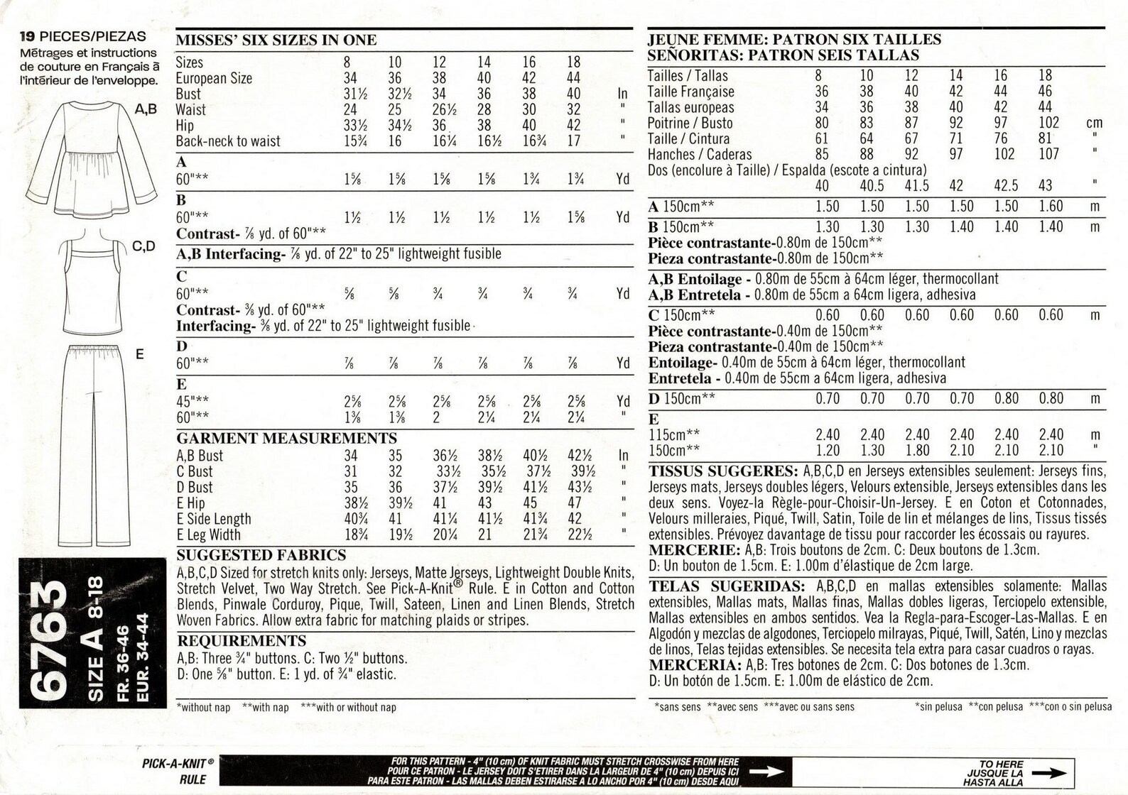 Sz 8 Thru 18 New Look Pattern 6763 Misses' Banded Neckline, Fitted Tank ...