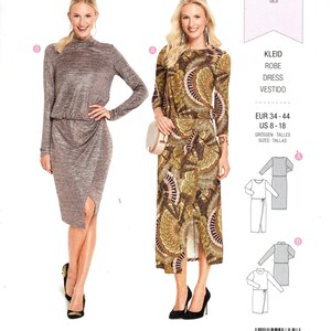 Burda 6362 Jersey Dress Sewing Pattern: Jewel Neck, Long Sleeve - Size ...