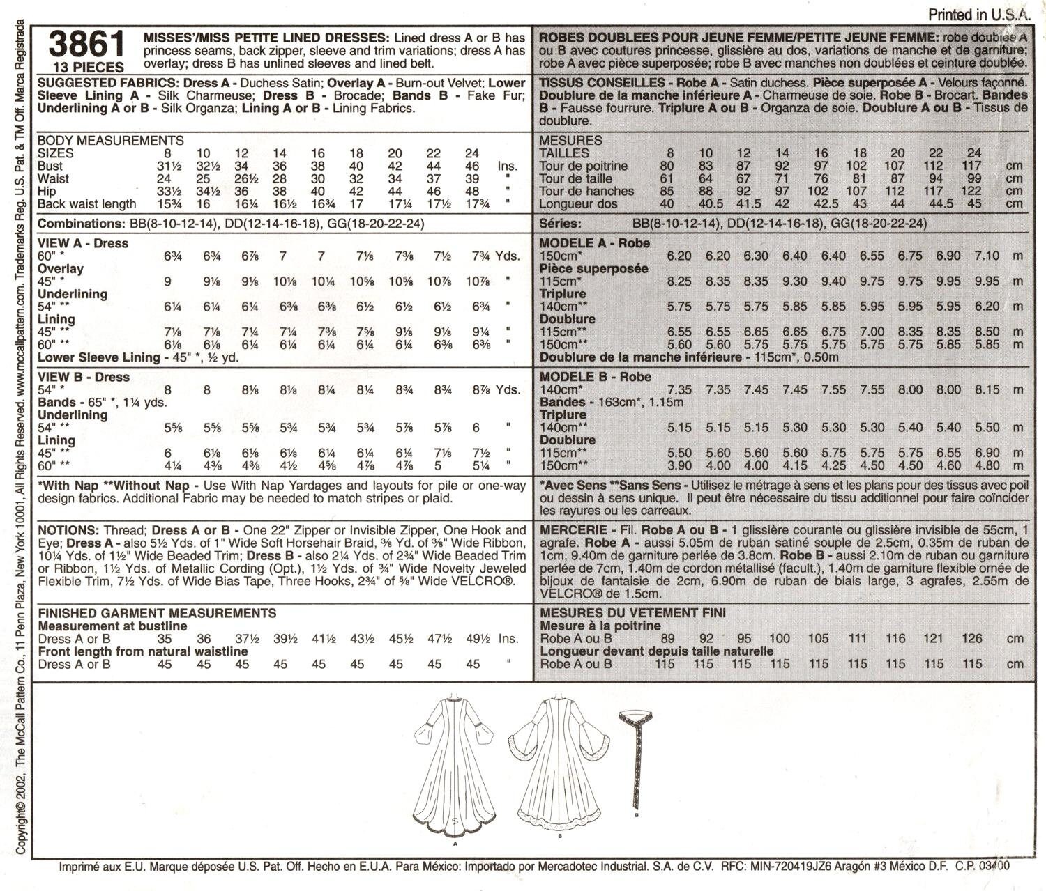 Sz 8/10/12/14 Mccall's Bridal Pattern 3961 by ALICYN - Etsy