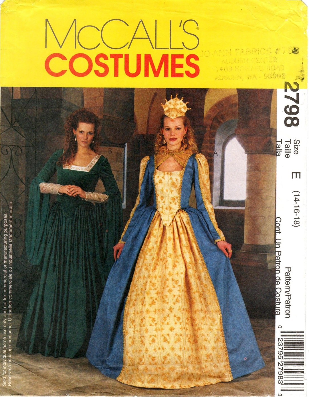 Sz 14/16/18 Mccall's Costume Pattern 2798 Misses' - Etsy