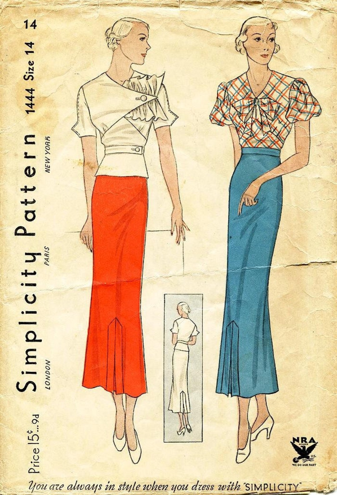 Vintage 1930s Dress Pattern Simplicity 1444 Misses' - Etsy