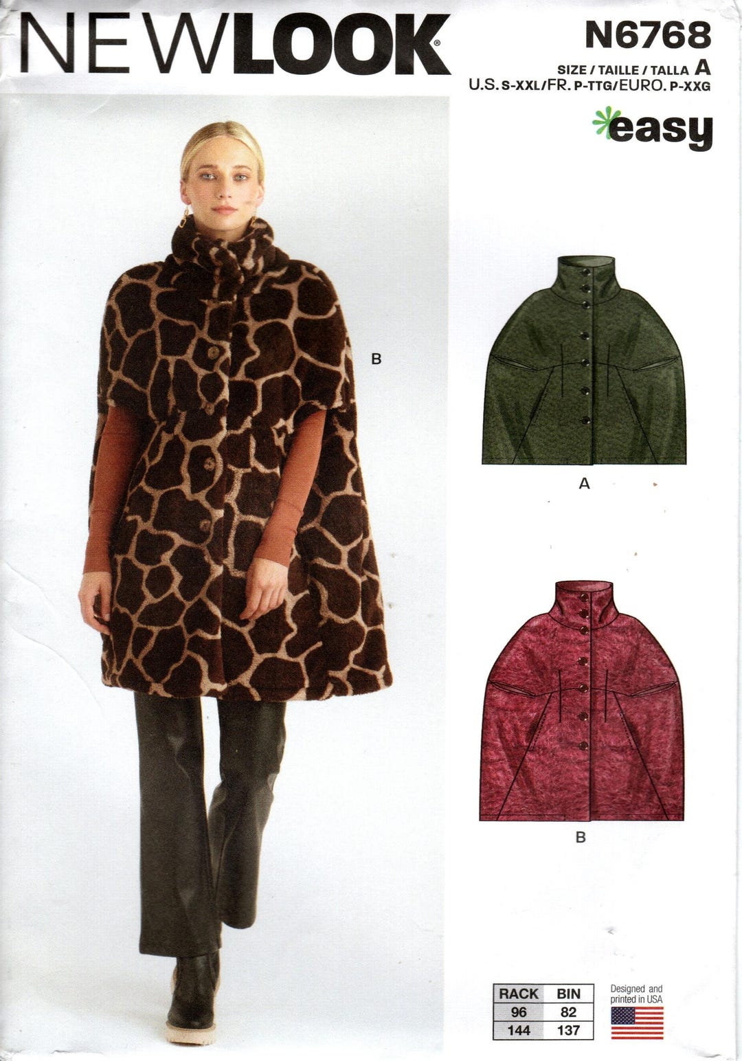 New Look Cape Sewing Pattern N6768: Misses' Scrunched Neck Capelet S ...