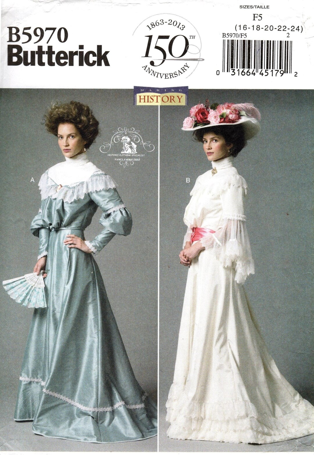 SZ 16 Thru 24 - Butterick Costume Pattern B5970 - Misses' Fitted, Lined ...