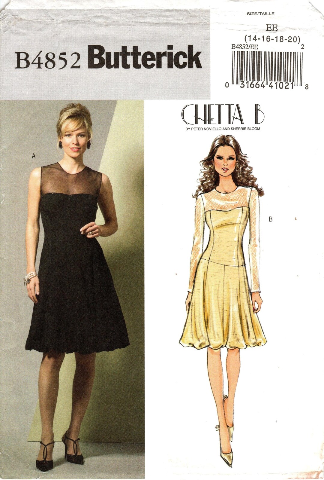 Butterick B4852 Dress Sewing Pattern: Fitted Flared Design, Size 14-20 ...