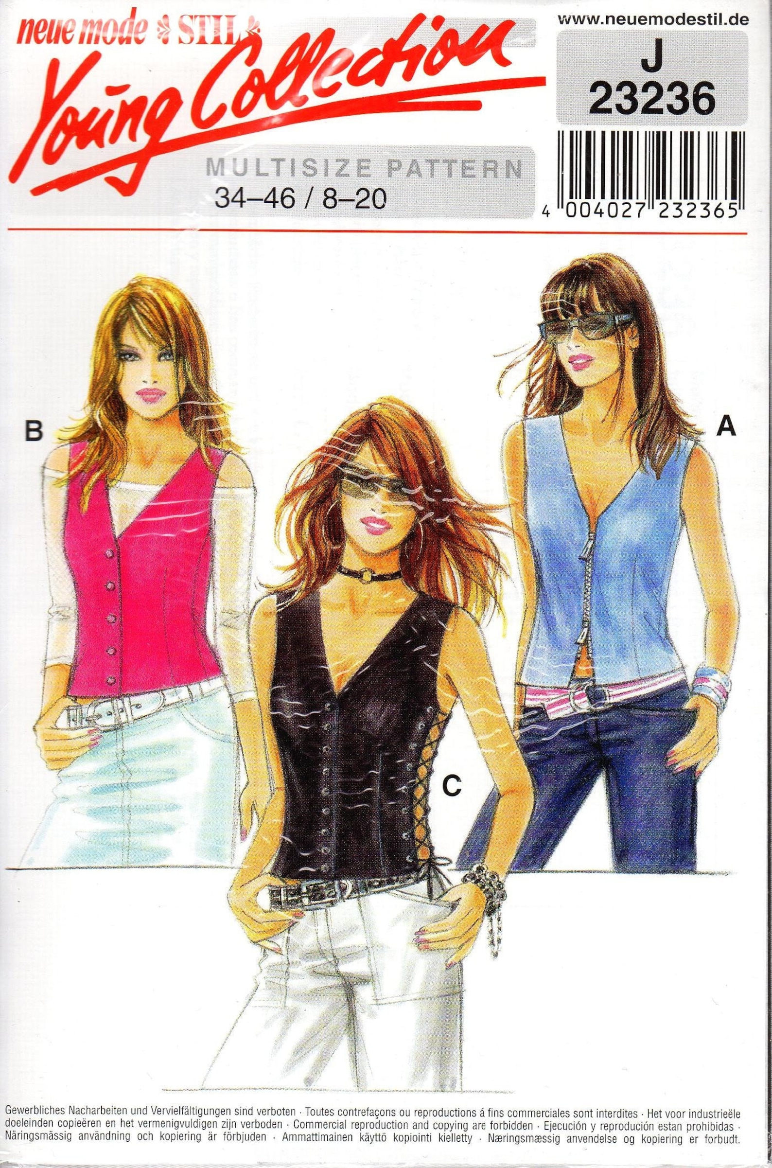 Sz 8 to 20 Neue Mode Pattern J23236 Misses' Fitted - Etsy