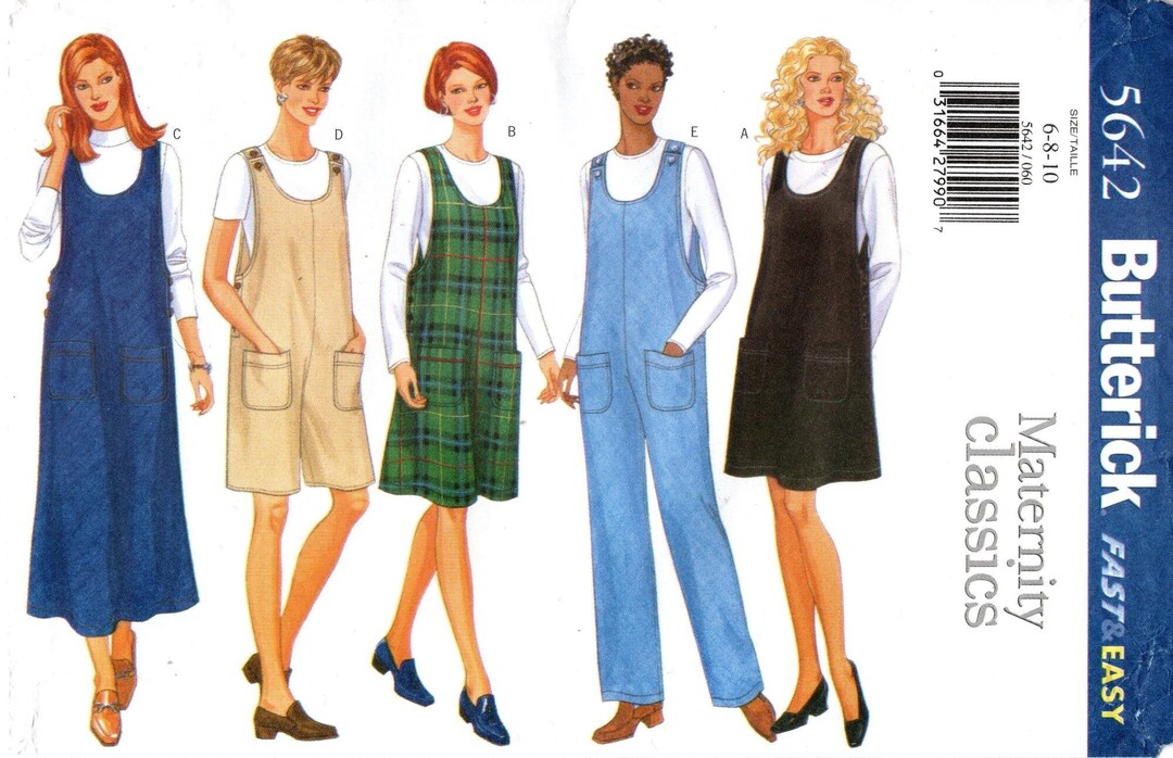 Sz 6/8/10 - Butterick Maternity Pattern 5642 - Misses' Loose-fitting, A ...