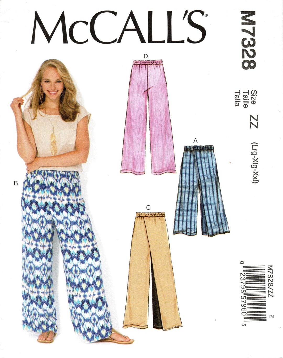 Sz Lrg/xlg/xxl Mccall's Pants Pattern M7328 - Etsy