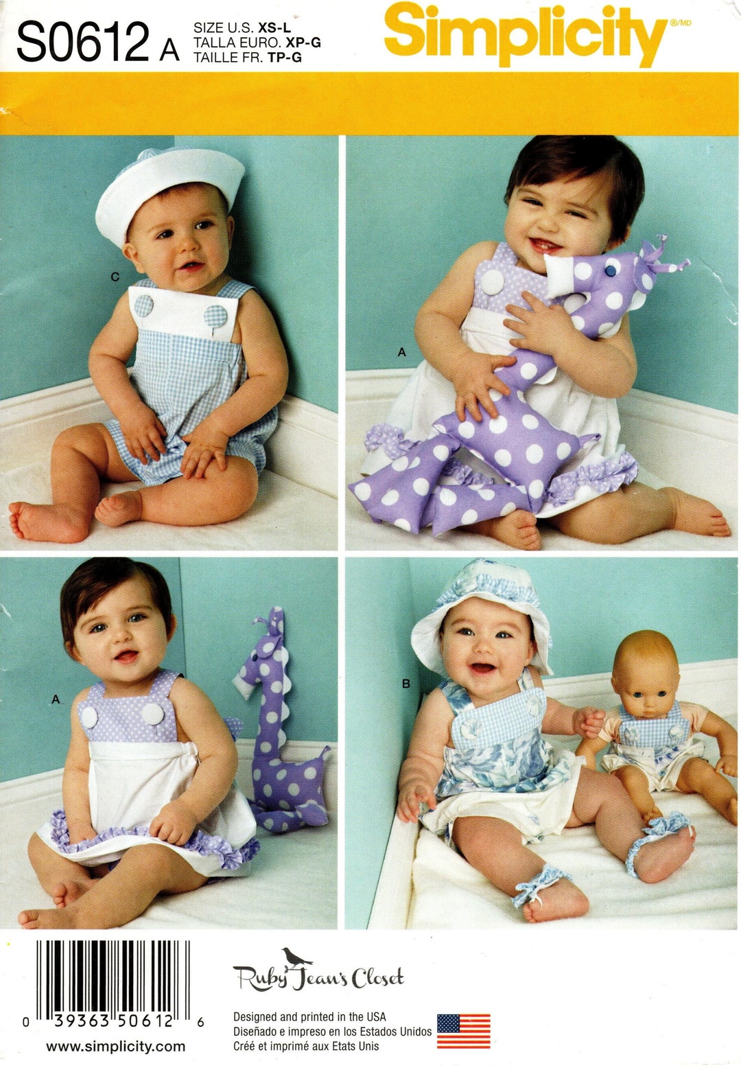 Simplicity Sewing Pattern S0612 - Babies' Sundress & Panties, Romper ...
