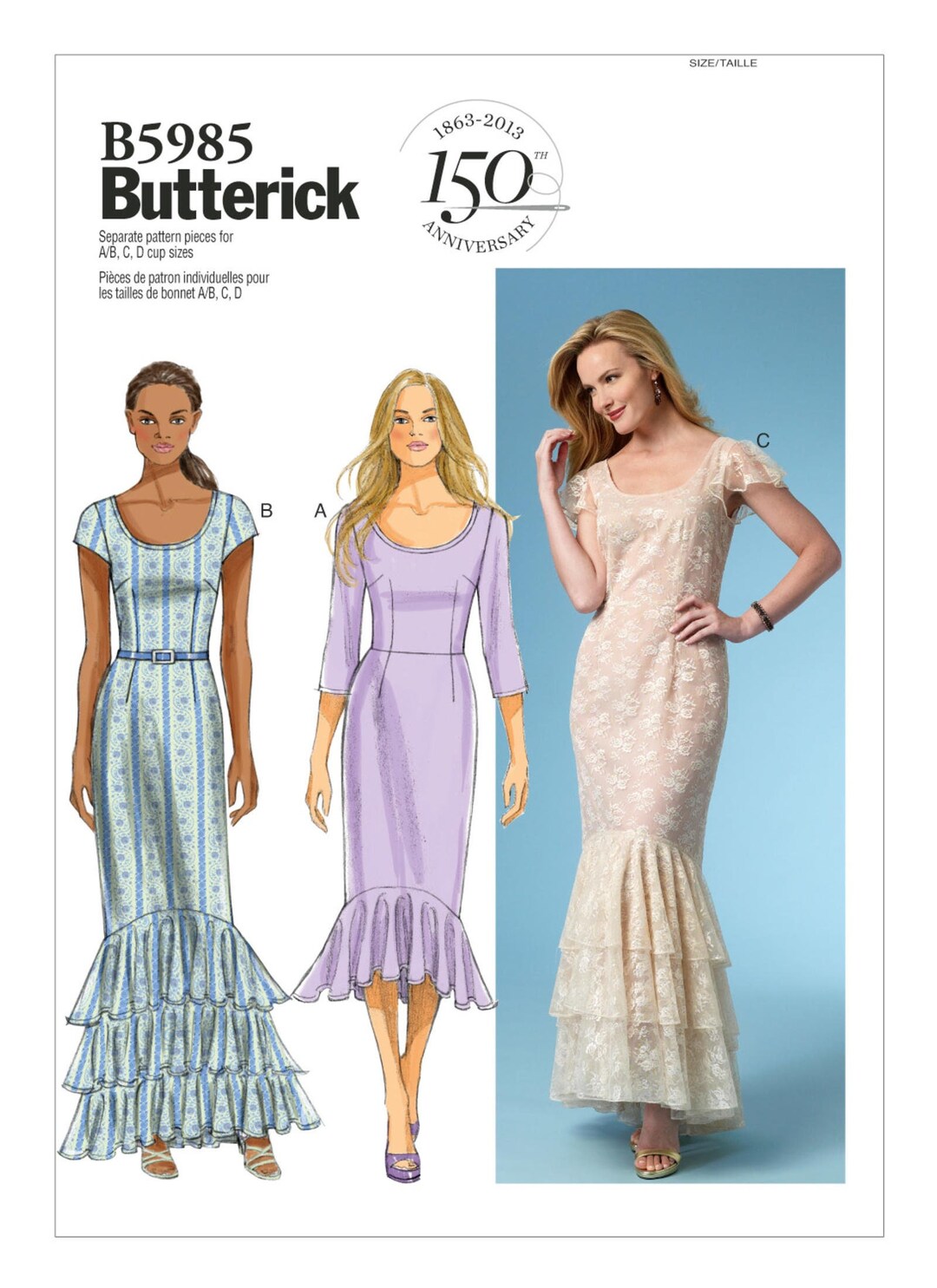 Butterick Dress Pattern B5985: Misses' Scoop-neck Ruffle Dress Sz 6-14 ...