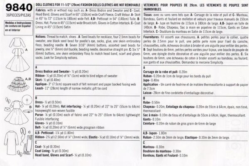 Simplicity Sewing Pattern 9840 Fabulous Fifties Doll Clothes - Etsy