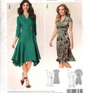 Burda Sewing Pattern 6574 - Misses' Flared Wrap Dress With V-neck, Side ...