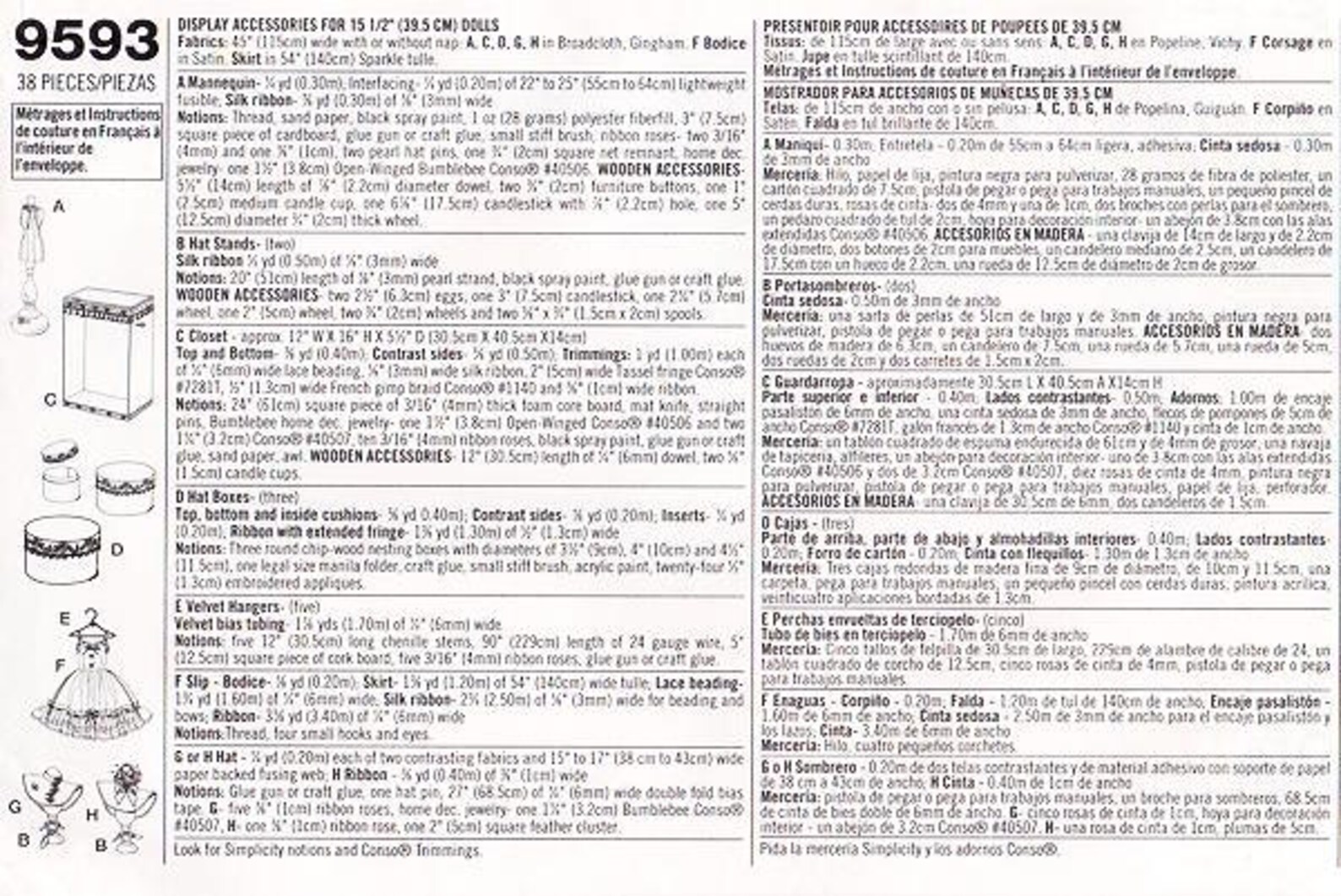 Simplicity Sewing Pattern 9593 Couturier Doll Clothes/house Pattern ...