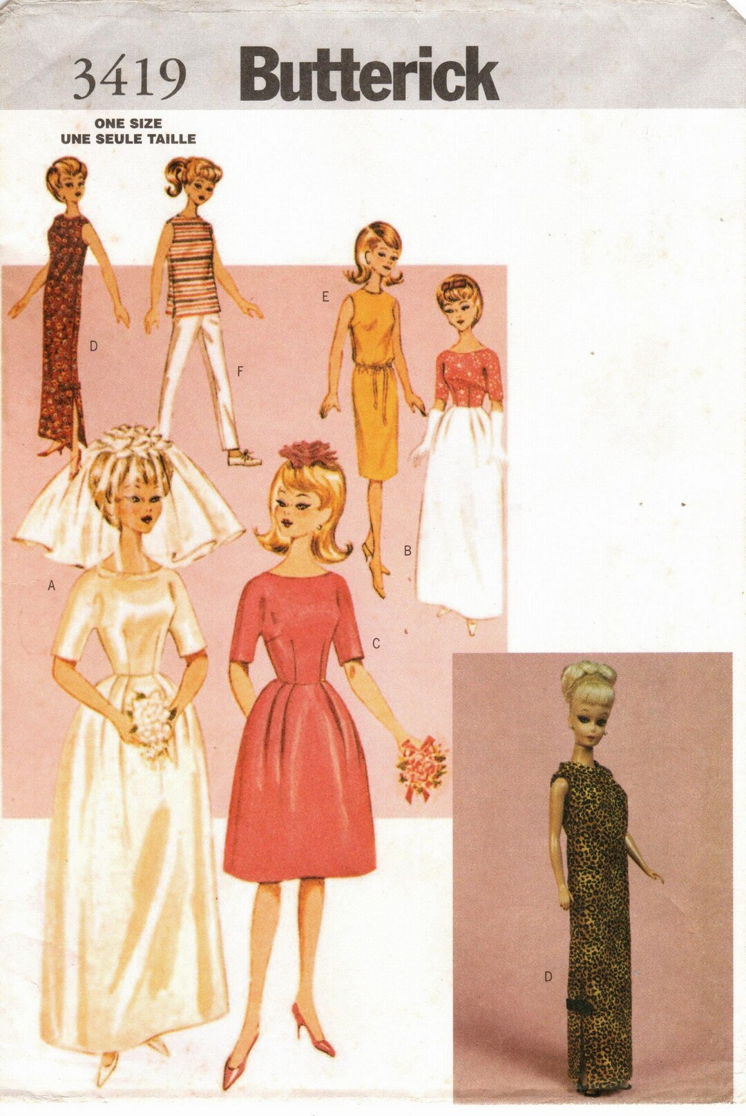 Butterick Sewing Pattern 3419 - Retro Fashion Doll Clothes - Circa 1964 ...