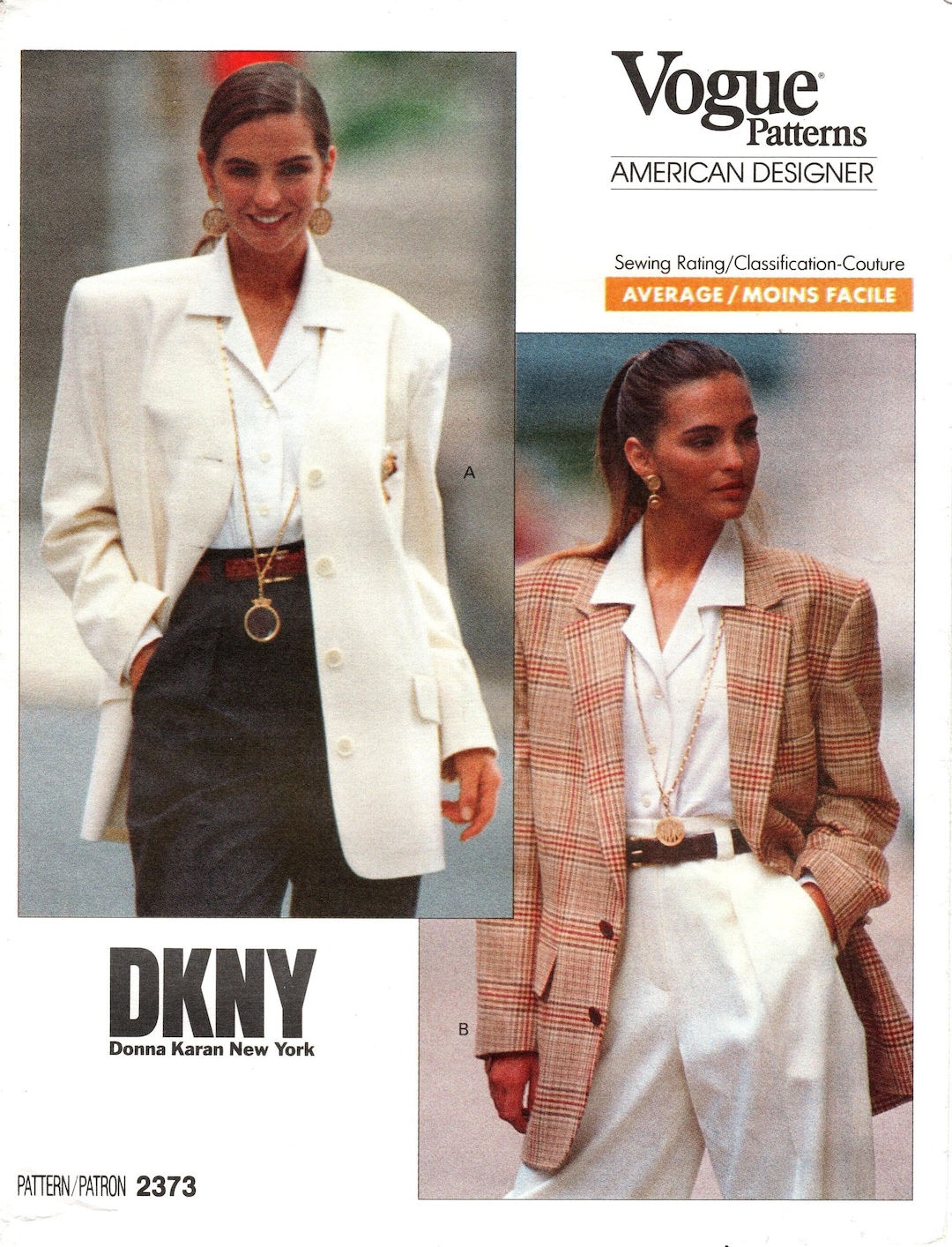 Sz 6/8/10 - Vogue Jacket Pattern 2373 by DKNY - Misses' Classic, Loose ...