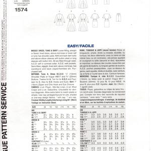 Vogue Sewing Pattern 1574 - Misses' Loose-fitting, Straight or Flared ...