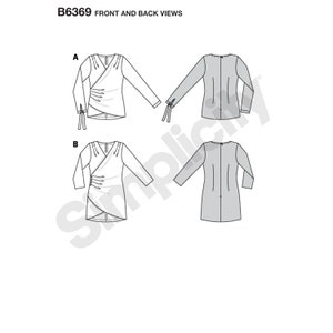 Burda Sewing Pattern 6369 - Misses' V-neck, Long Sleeve Side Pleated ...