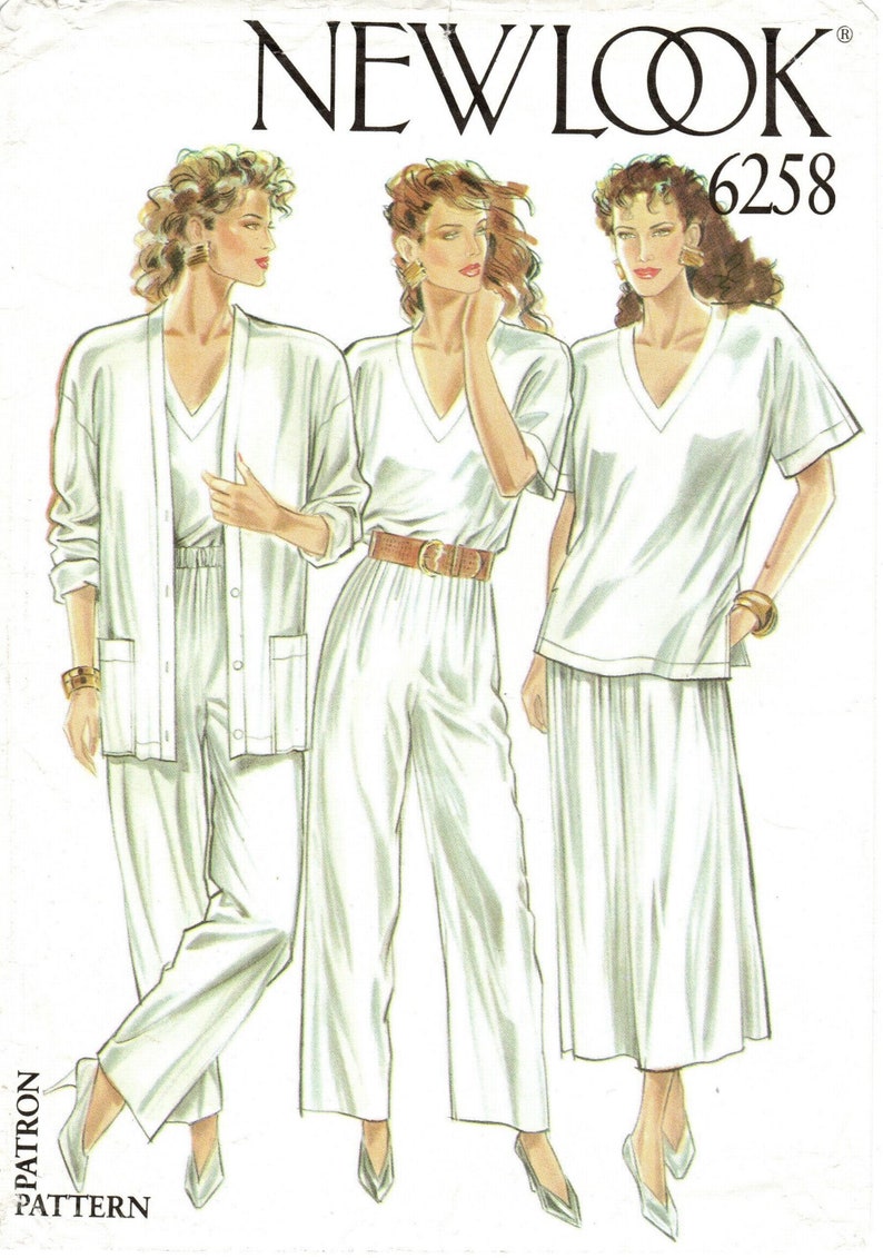 Sz 8 Thru 18 New Look Pattern 6258 Misses' Loose Fitting Jacket, V-neck ...